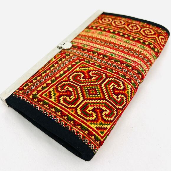 Handmade | Bags | Red Hmong Thai Tribal Asian Cross Stitch Wallet ...
